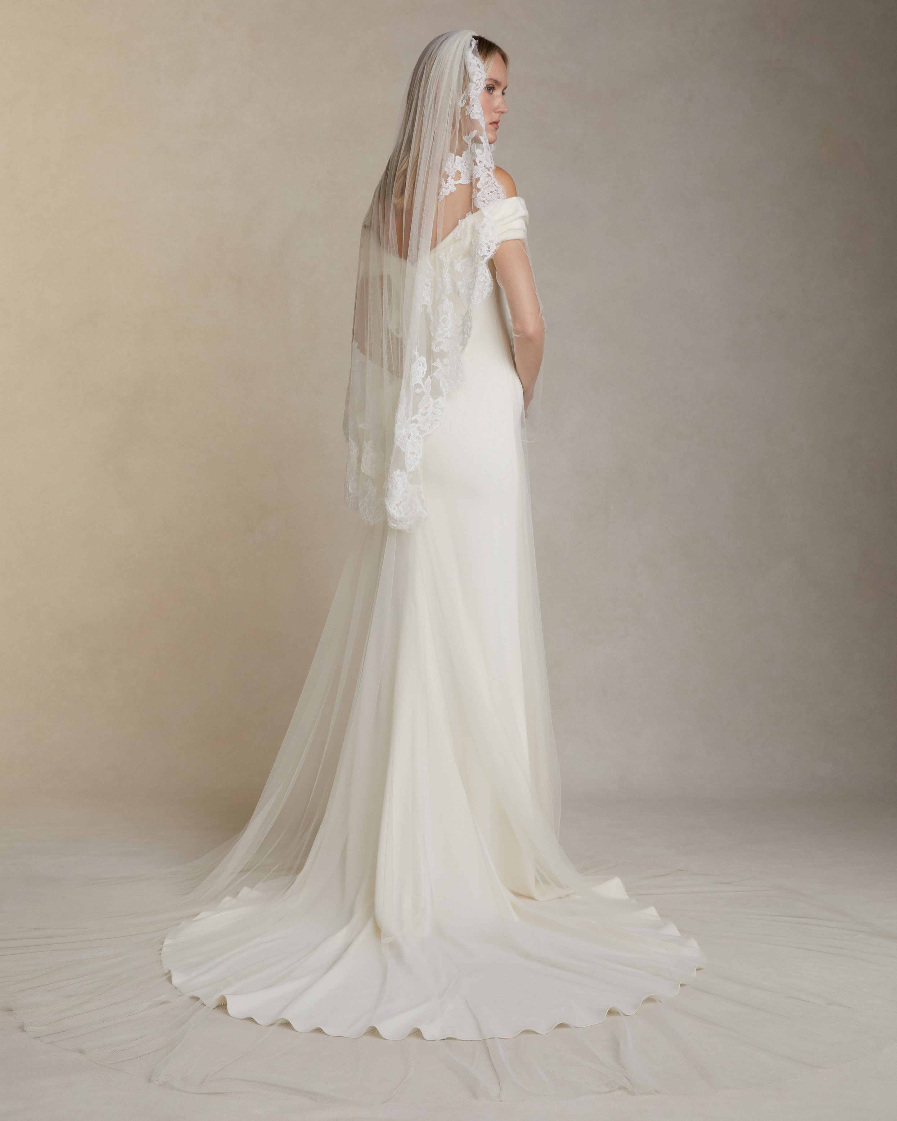 Corded Lace Border Veil - Fingertip – Danielle Frankel